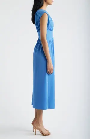 Anne Klein Shirred Empire-waist Midi Dress - Seaport