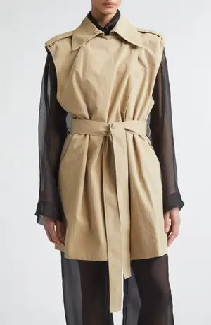 GIA STUDIOS Split Trench Coat With Removable Sleeves