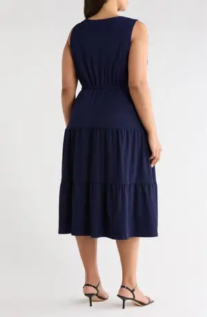 Anne Klein Sleeveless Tiered Midi Dress - Distant Mountain