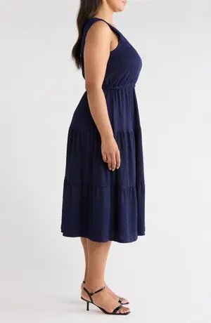 Anne Klein Sleeveless Tiered Midi Dress - Distant Mountain