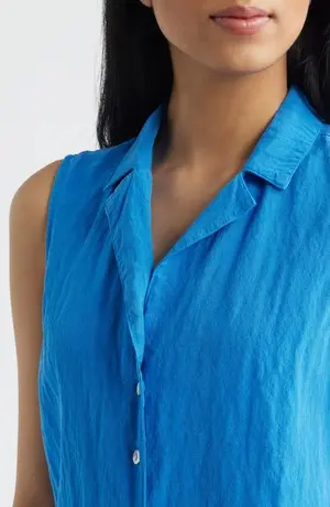CLOTH & STONE Notch Collar Sleeveless Button-up Shirt