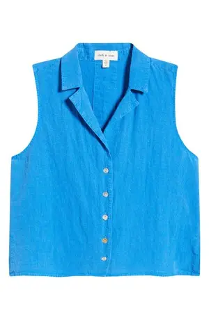 CLOTH & STONE Notch Collar Sleeveless Button-up Shirt