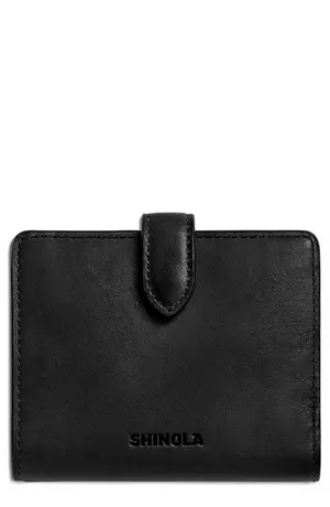 Shinola Small Leather Bifold Snap Wallet - Black