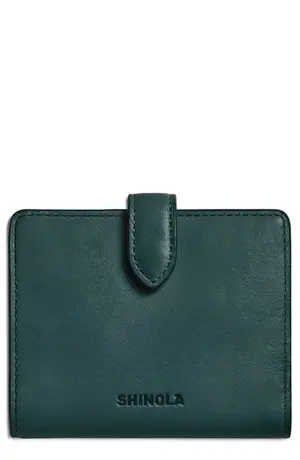 Shinola Small Leather Bifold Snap Wallet - Emerald
