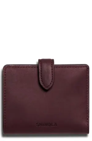 Shinola Small Leather Bifold Snap Wallet - Merlot