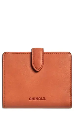 Shinola Small Leather Bifold Snap Wallet - Rust