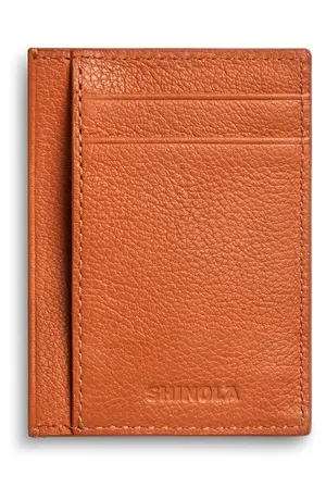 Shinola Canfield Essential Id Pebble Leather Card Holder - Rust