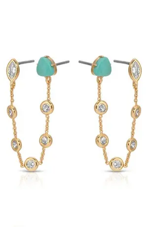 Ettika Double Piercing Drop Earrings - Turquoise