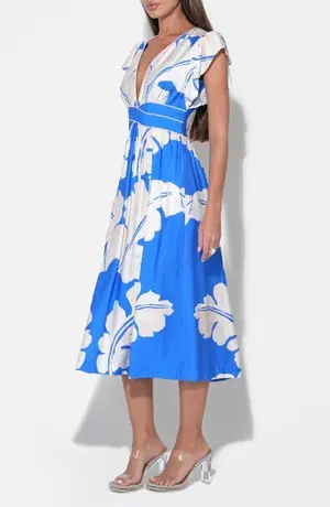 Adelyn Rae Avery Botanical Print Midi Dress