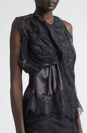 Junya Watanabe Mixed Lace Asymmetric Top
