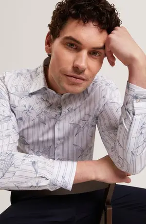 Ted Baker London Cipher Long Sleeve Regular Fit Button-up Shirt - Light-blue