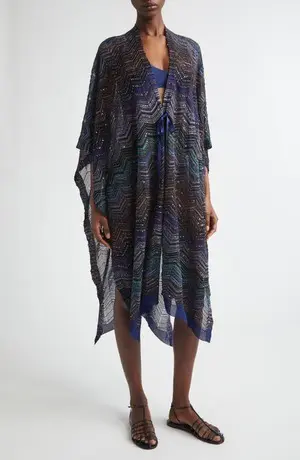 Missoni Chevron Stripe Ruana - 0001 Black Multi