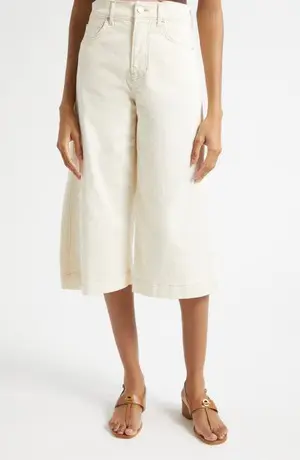 High-Rise Wide-Leg Culotte Jeans