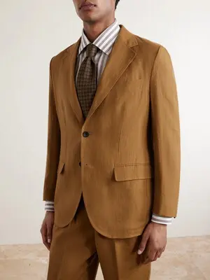 Rubinacci Linen Suit Jacket - Brown