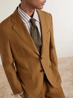 Rubinacci Linen Suit Jacket - Brown