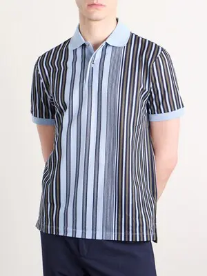Paul Smith Striped Knitted Cotton Polo Shirt