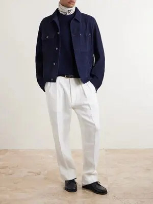 Ralph Lauren Purple Label Textured Silk-blend T-shirt