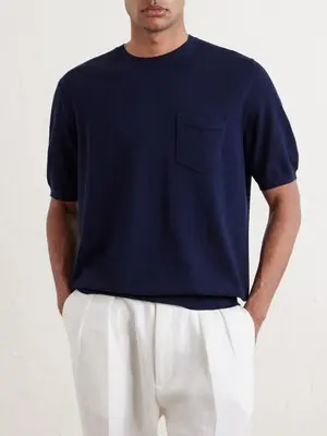 Ralph Lauren Purple Label Textured Silk-blend T-shirt