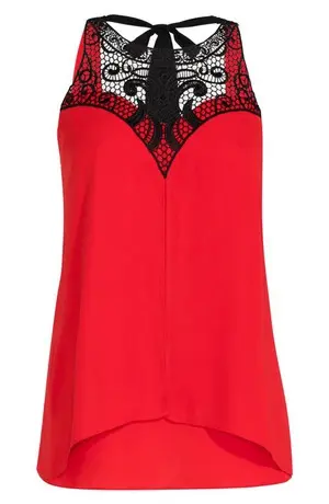 City Chic Layered Motif Lace Detail Tiered Top
