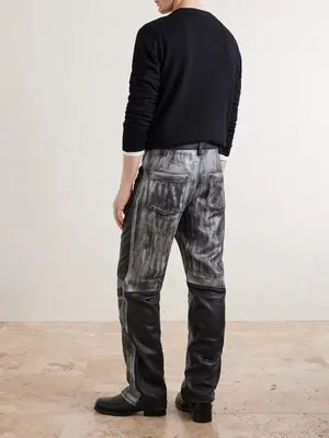 SATOSHI NAKAMOTO 2.0 Moto Appliquéd Leather Trousers