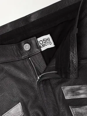 SATOSHI NAKAMOTO 2.0 Moto Appliquéd Leather Trousers