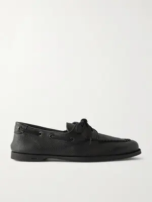 John Lobb Foil Full-grain Leather Boat Shoes - Black