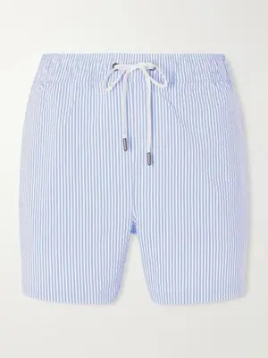 Onia Charles Straight-fit Striped Seersucker Swim Shorts - Blue