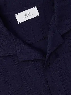 Mr P. Camp-collar Textured Organic Cotton Shirt