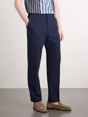 Paul Smith Straight-leg Cotton-blend Seersucker Trousers - Blue
