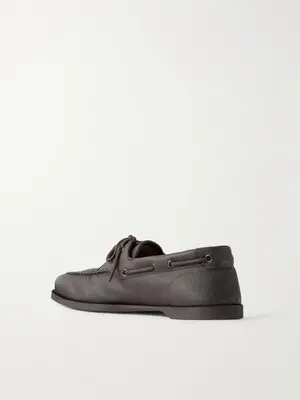 John Lobb Foil Full-grain Leather Boat Shoes
