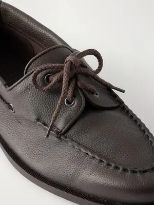 John Lobb Foil Full-grain Leather Boat Shoes