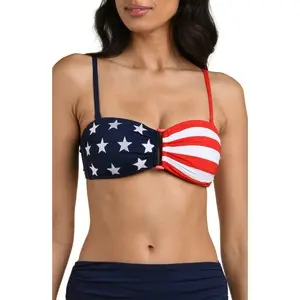 La Blanca Americana Bandeau Bikini Top - Blue Multi