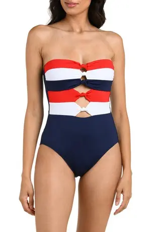 La Blanca Striped One-piece Swimsuit With Knotted Detail