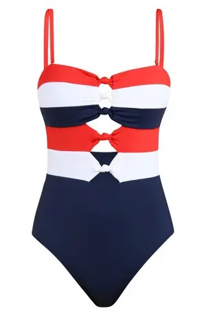 La Blanca Striped One-piece Swimsuit With Knotted Detail