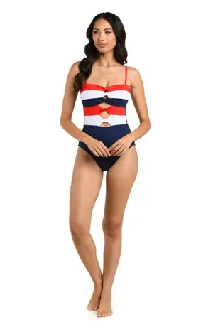 La Blanca Striped One-piece Swimsuit With Knotted Detail