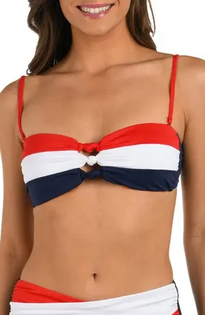 La Blanca Americana Convertible Bandeau Bikini Top - Blue Multi