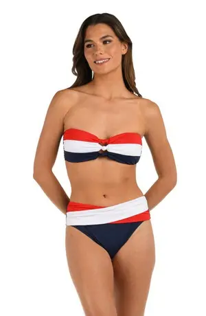La Blanca Americana Convertible Bandeau Bikini Top - Blue Multi