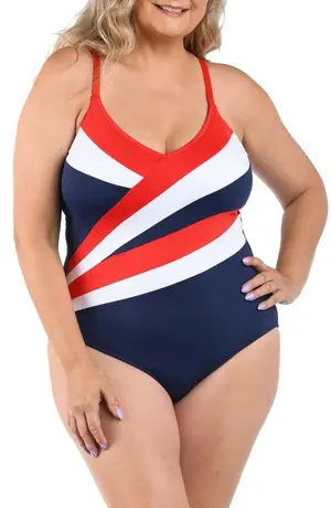 La Blanca Striped One-piece Swimsuit - Blue Multi