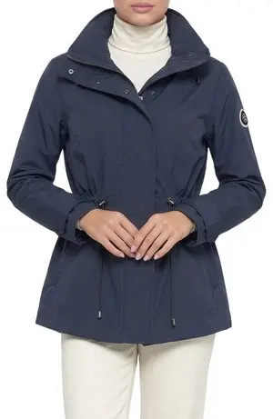 Gorski Lightweight Jacket With Concealed Hood - Navy