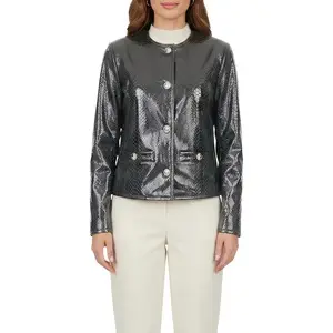 Gorski Genuine Metis Suede Python Printed Jacket - Anthracite
