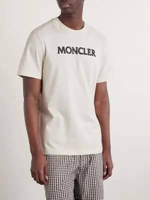 Moncler Logo-print Cotton-jersey T-shirt - Neutrals