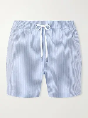 Onia Charles Straight-Fit Striped Seersucker Swim Shorts Blue