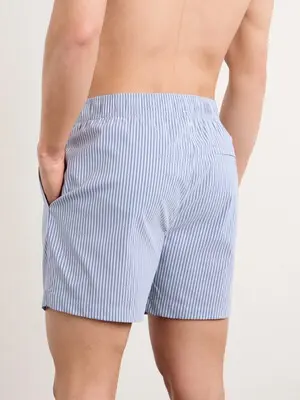 Onia Charles Straight-fit Striped Seersucker Swim Shorts - Blue