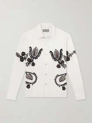 KARTIK RESEARCH Bead-embellished Embroidered Cotton-poplin Shirt