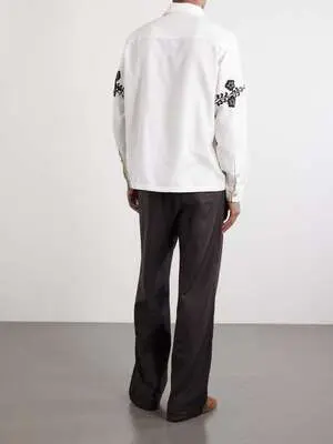 KARTIK RESEARCH Bead-embellished Embroidered Cotton-poplin Shirt