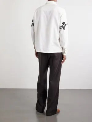 KARTIK RESEARCH Bead-embellished Embroidered Cotton-poplin Shirt