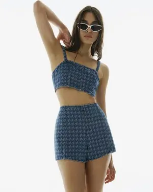 Perfect Moment Houndstooth Denim Bralette