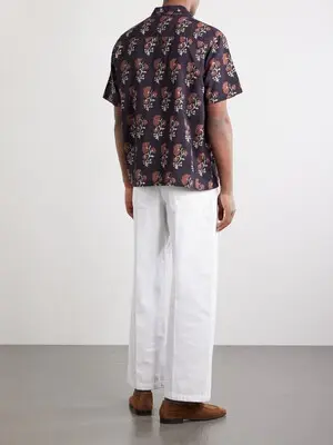KARTIK RESEARCH Camp-collar Floral-print Silk Shirt - Black