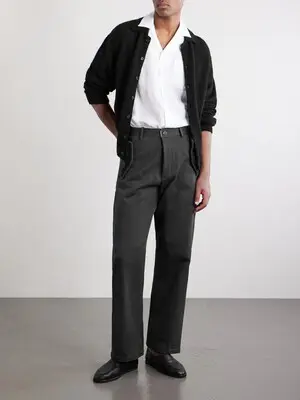 KARTIK RESEARCH Straight-leg Embroidered Cotton-twill Trousers