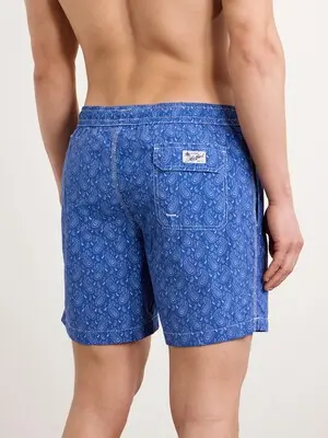 Hartford Straight-leg Mid-length Printed Swim Shorts - Blue